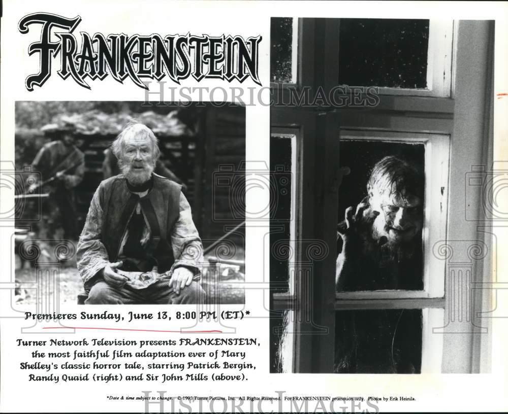 1993 Press Photo Actors Randy Quaid and Sir John Mills in "Frankenstein ...