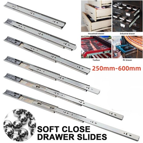 250mm-600mm Soft Close Draw Slide Drawer Runners Home Kitchen Bathroom ...