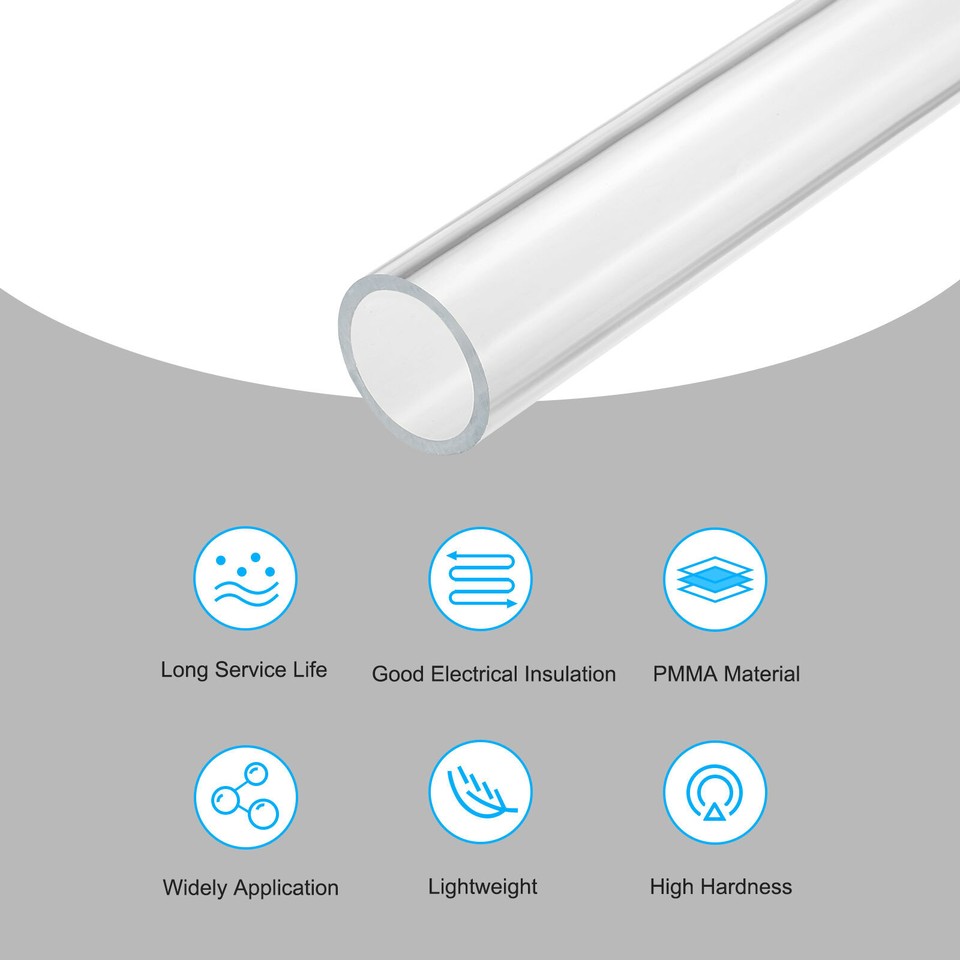 Acrylic Pipe Clear Rigid Round Tube 36mm ID 40mm OD 14" for Lamps and ...