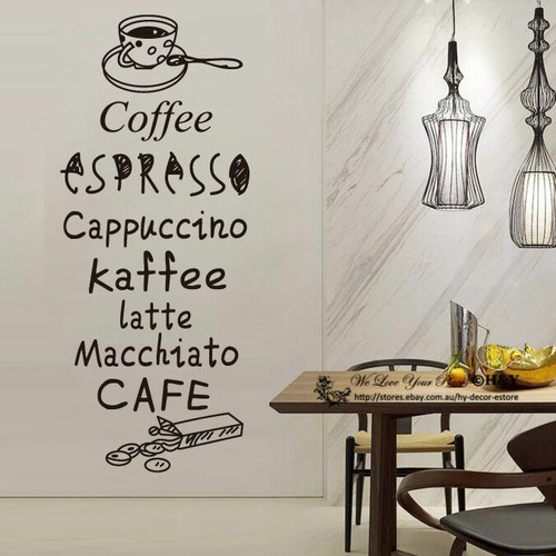 Cake Coffee Cafe Restaurant Shop Wall Stickers Window Sign Decal Art ...