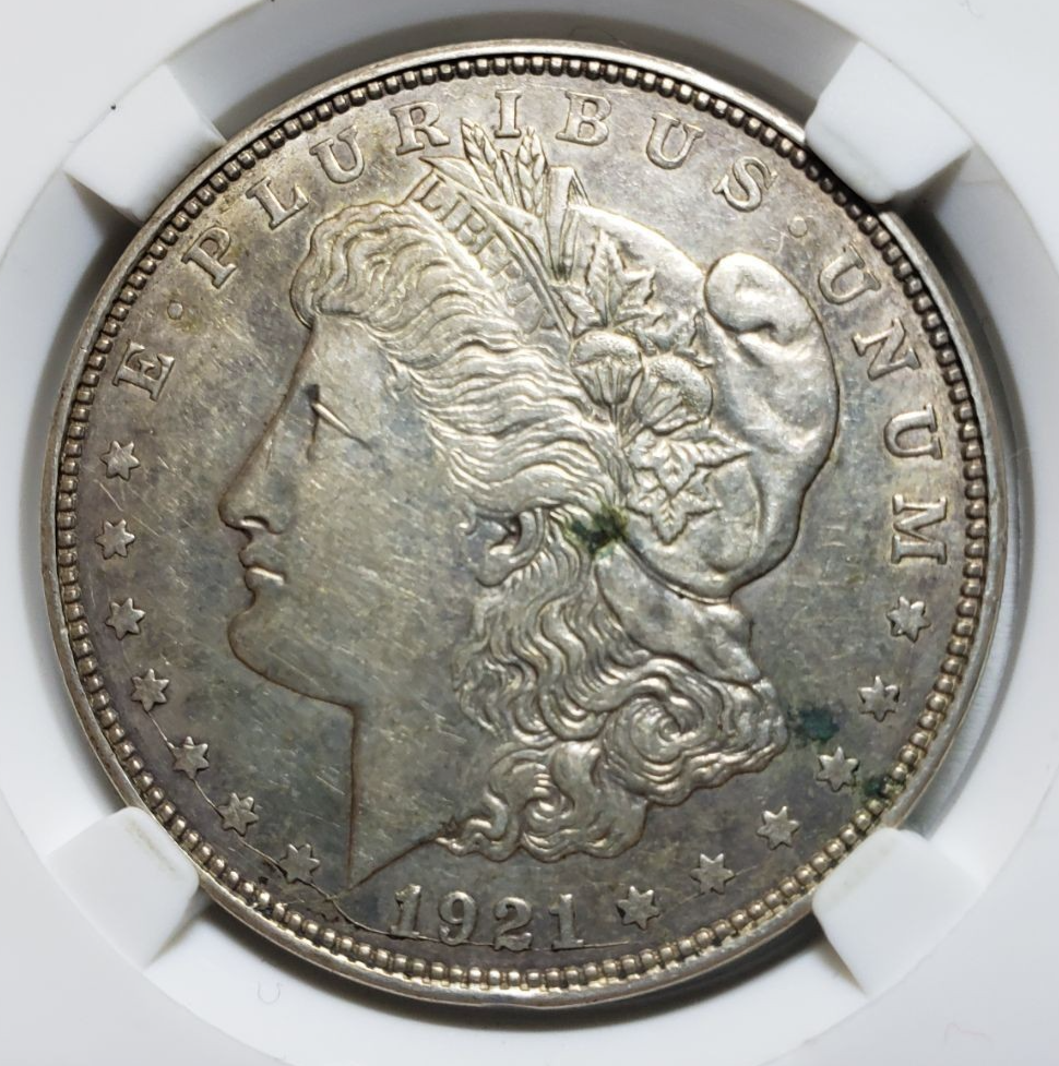 1921 Wide Reed Morgan Silver Dollar Major Obverse Die Crack Error ...