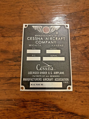 Cessna Plate, Never Used | eBay