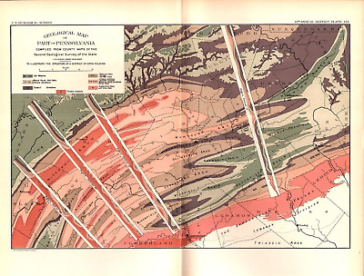 MAUCH CHUNK, ALTOONA, HARRISBURGH, PENNSYLVANIA, GEOLOGY Antique map ...