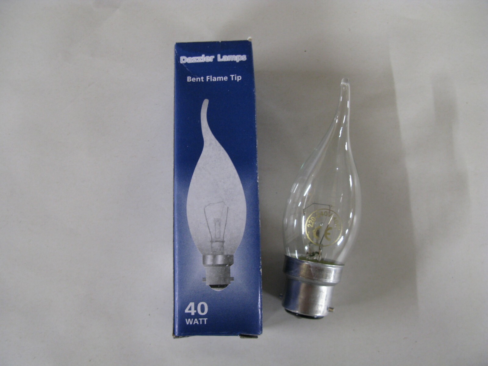 4 x B22 40W Flame Tip Bent Candle CLEAR Lamp Light Bulb 240V Dimmable ...