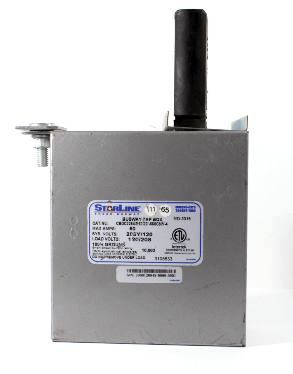 Starline CBDC225GE12-20'-560C9W-4 Busway Tap Box 60A 120V 10kA | eBay