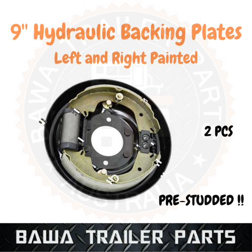 2 x 9" Hydraulic Drum Brake Backing Plates Hub Drum brake shoes Trailer ...