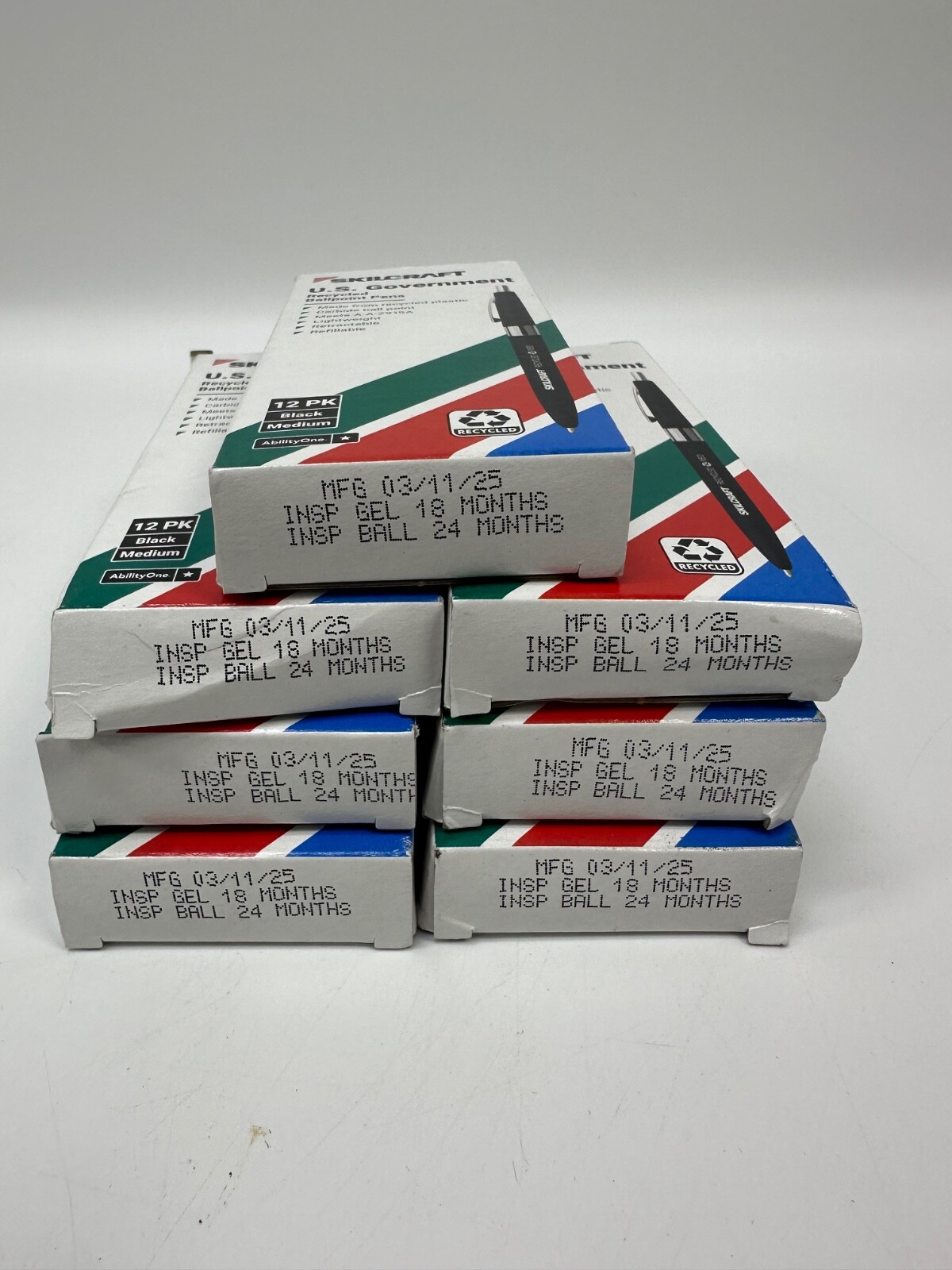 Lot of 7 Skilcraft U.S. Governmanet Retractable Ballpoint Pen 12 pack ...