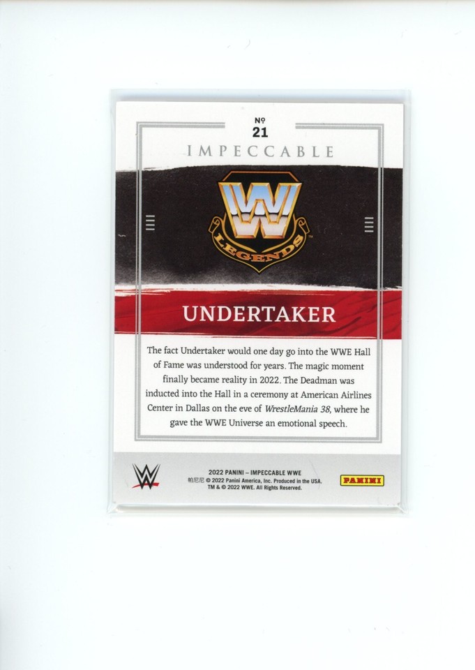 2022 Panini Impeccable Undertaker #21 Gold Foil Parallel 32/35 Legend ...