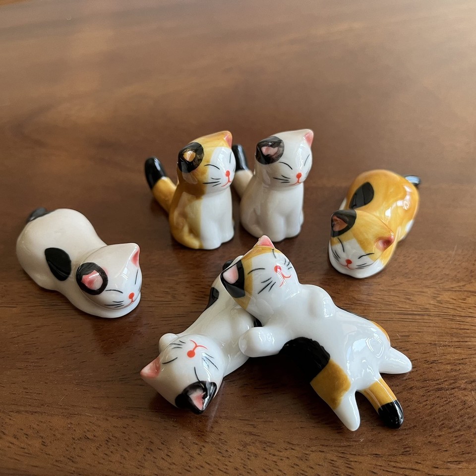 Ceramic Cute Cat Chopsticks Rest Dinner Spoon Stand Knife Fork Holder ...