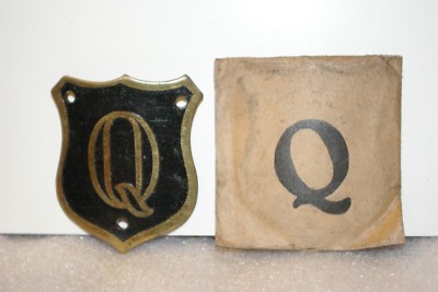 NOS 1920's-1930s Monogram Full Size Motometer Cap Shield Letter Q Black ...
