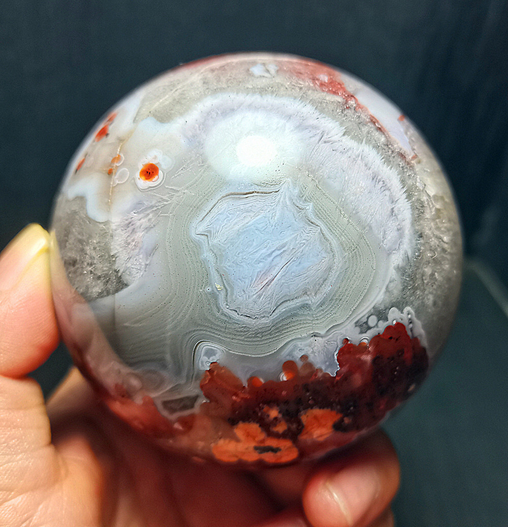 RARE 821.9g Natural Colorful Red Agate Quartz Crystal Sphere Ball ...