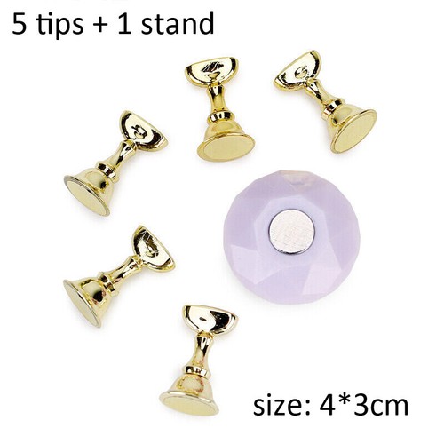 5Pcs Magnetic False Nail Tips Display Stand Holder Set Practice Nail ...
