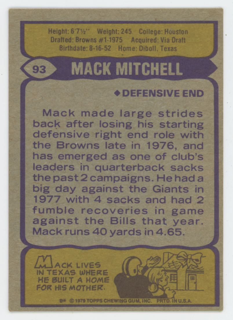 1979 TOPPS. MACK MITCHELL . CLEVELAND BROWNS #93 | eBay