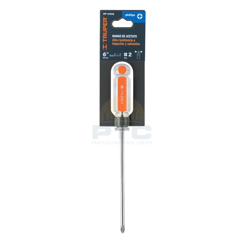 Truper DP-1/4X6 Phillips screwdriver 1/4" x 6" acetate handle | eBay