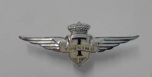 CARROZZERIA TOURING MILANO enamel and chromium medium emblem 85 x 33 mm ...