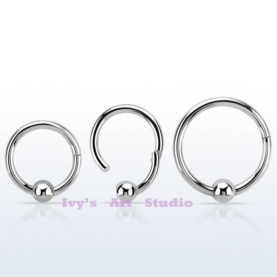 1X Titanium Plated Surgical Steel Hinged Captive Bead Clicker Nose Ear ...
