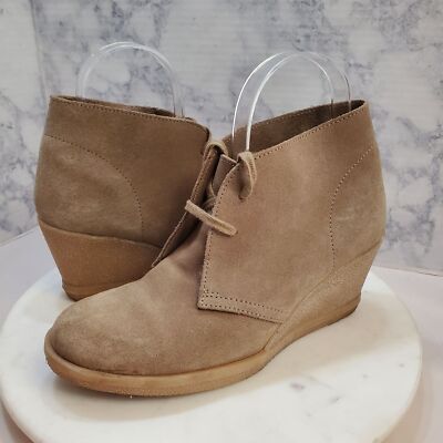 J. Crew Factory Boots Size 7 Chukka Wedge Taupe Suede 2 eye Lace up ...
