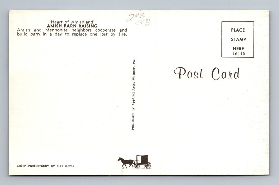 Intercourse PA-Pennsylvania Amish Barn Raising Vintage Postcard ...