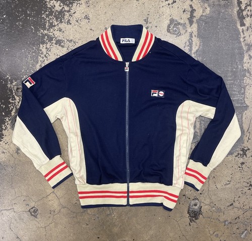 Vtg 1970’s Fila Settanta Borg Track Jacket Navy Red Wool Rare Model USA ...
