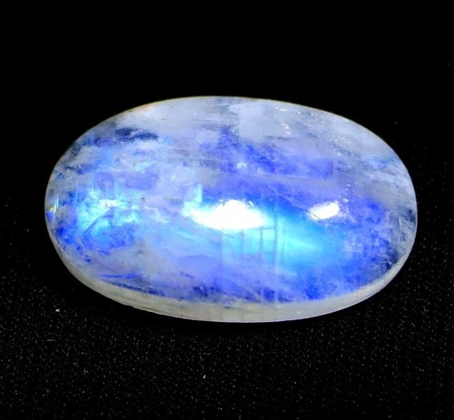 16 Ct 6X14X22 mm Natural Blue Fire Rainbow Moonstone Oval Cabochon ...