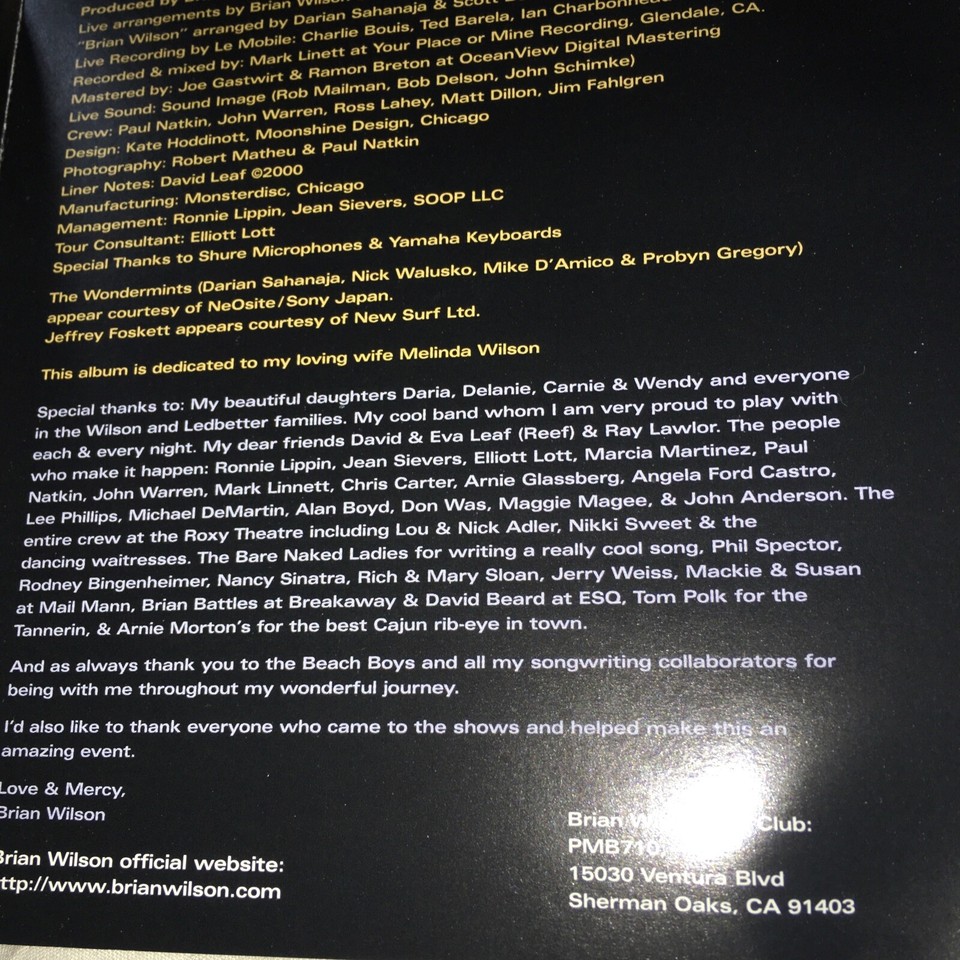 Beach Boys Brian Wilson Live At The Roxy Theater (just One Boy) | eBay