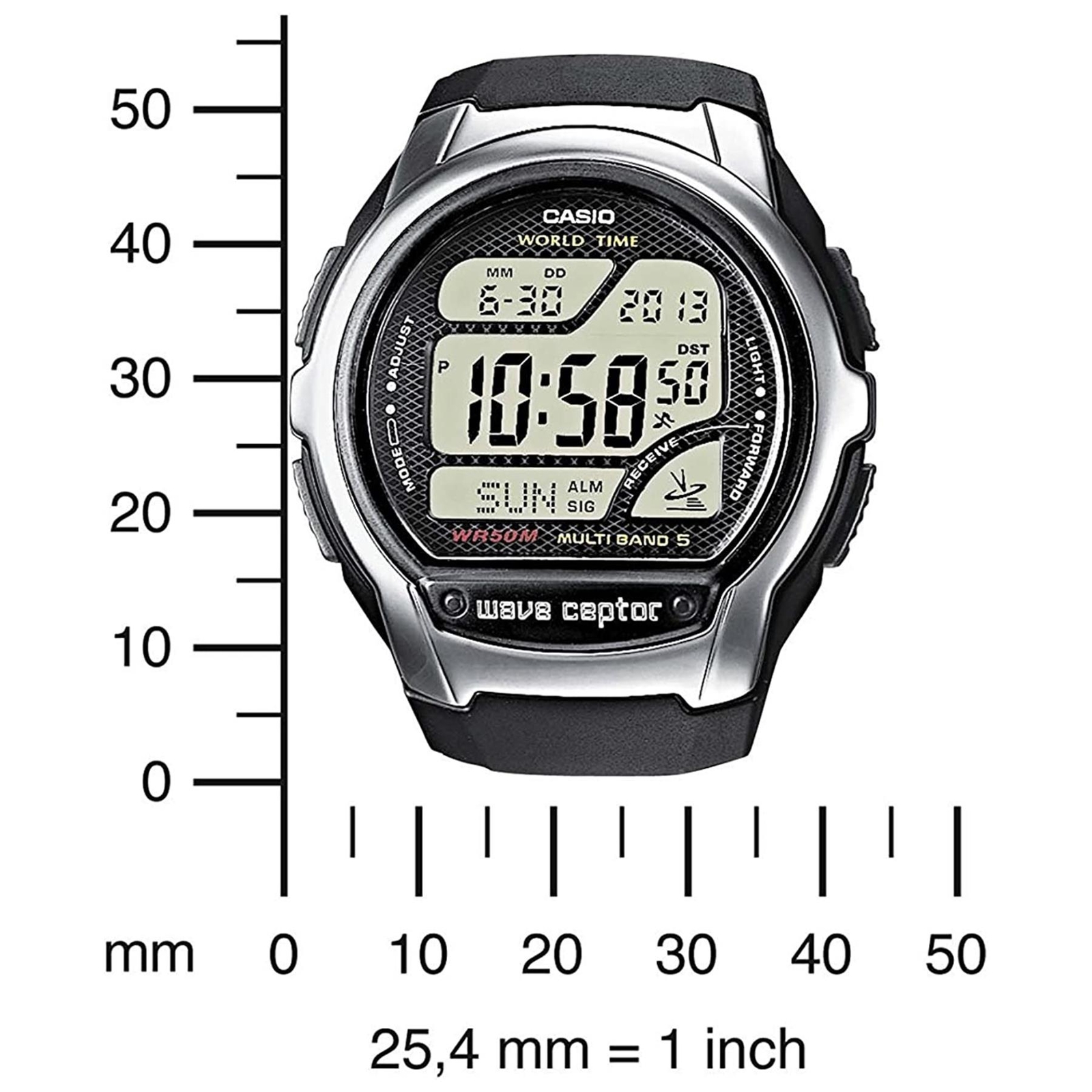 Casio Wave Ceptor Radio Controlled Digital Watch with Resin Strap│Black ...