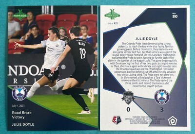 Julie Doyle 2023 Parkside NWSL Pronto Week 14 Card #80 /401 PRIDE | eBay