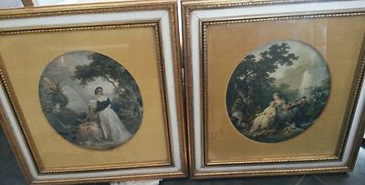 Pair of Renaissance Ladies Prints - Velvet Matting - Vintage Rudolf ...
