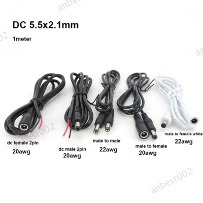 DC male to female male 2pin wire Extension power Cable 1m Jack cord 5 ...