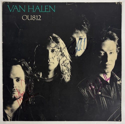 Van Halen (4) Alex Eddie Anthony Hagar Signed OU812 Album Flat Beckett ...