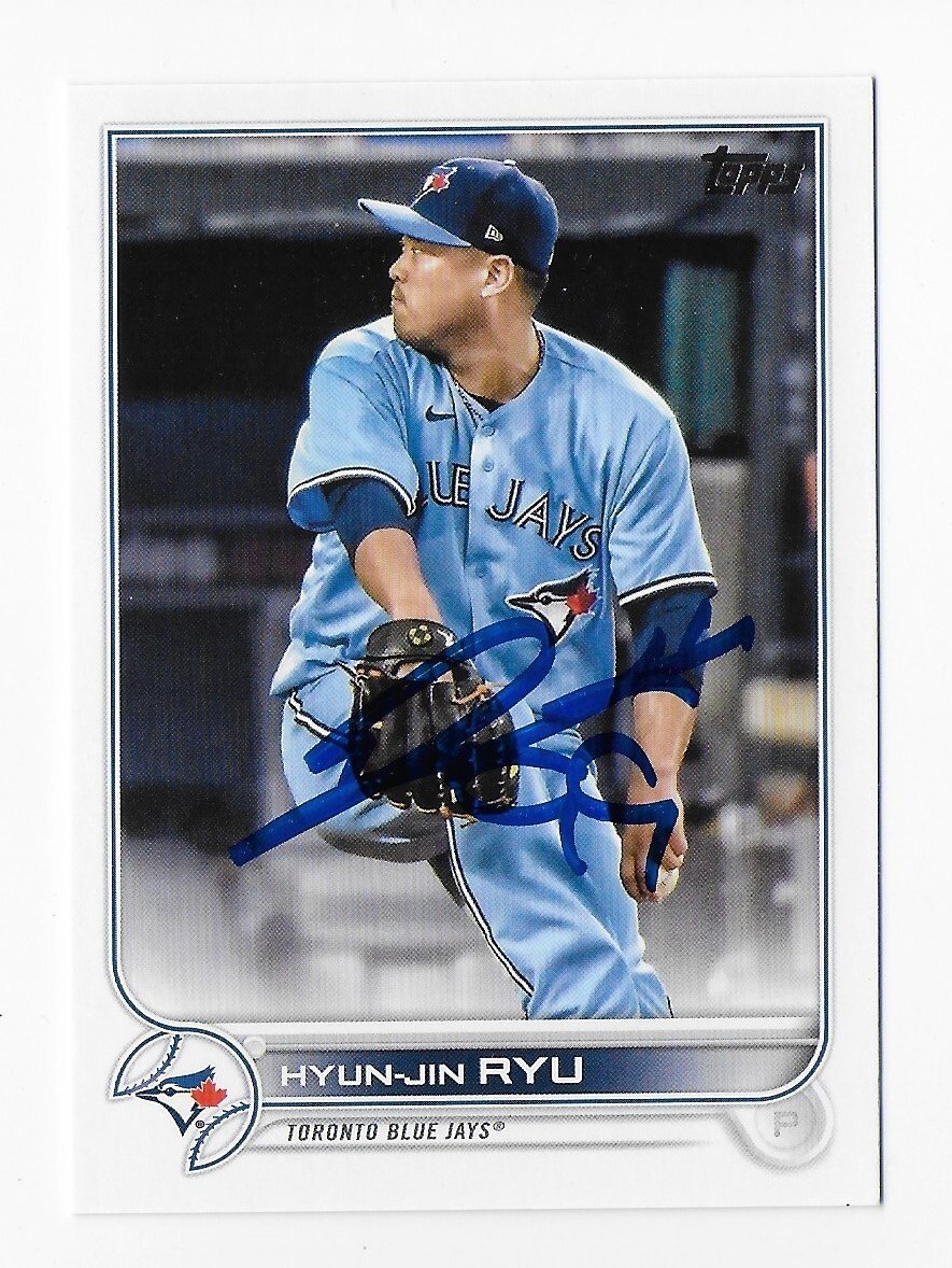 2022 TOPPS #297 HYUN-JIN RYU TORONTO BLUE JAYS AUTOGRAPHED SIGNED ...
