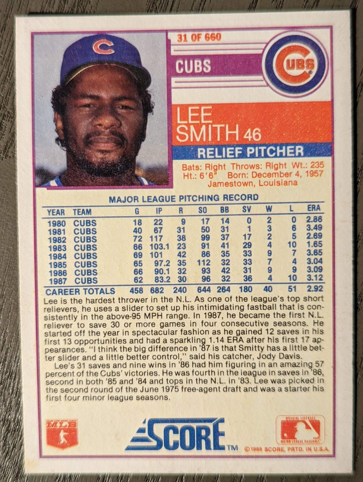 1988 Score - #31 Lee Smith for sale online | eBay