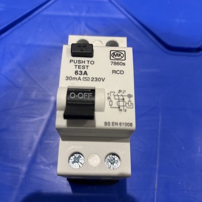 MK SENTRY 7860s 63A 30mA DP RCD 63 AMP BS EN 61008 2 POLE RCCD RCCB ...