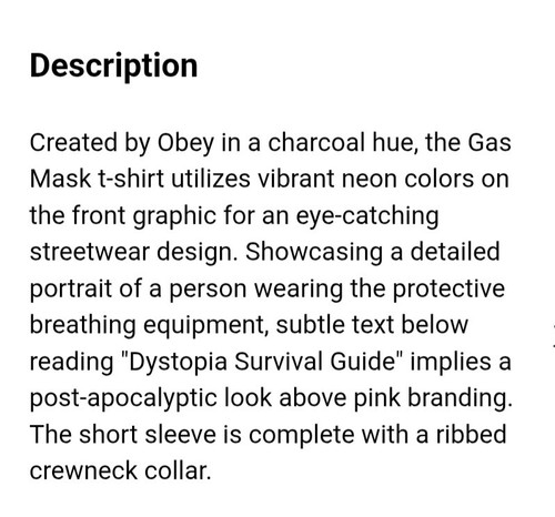 OBEY Men’s Gas Mask Dystopia Survival Guide Streetwear T-Shirt Black M ...