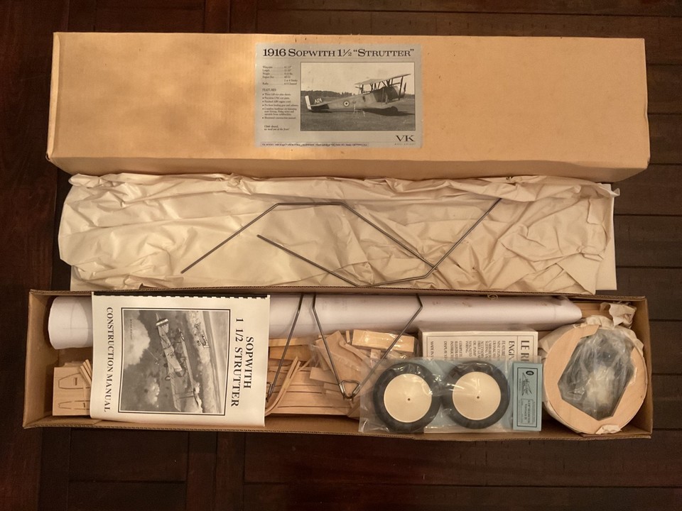 VTG. VK PROCTOR SOPWITH 1 1/2 STRUTTER MODEL AIRPLANE KIT WITH MANY ...