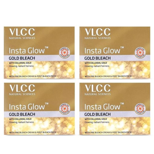 VLCC Insta Glow Gold Bleach - 30g X 4 (Pack of 4) Skin Brightening ...