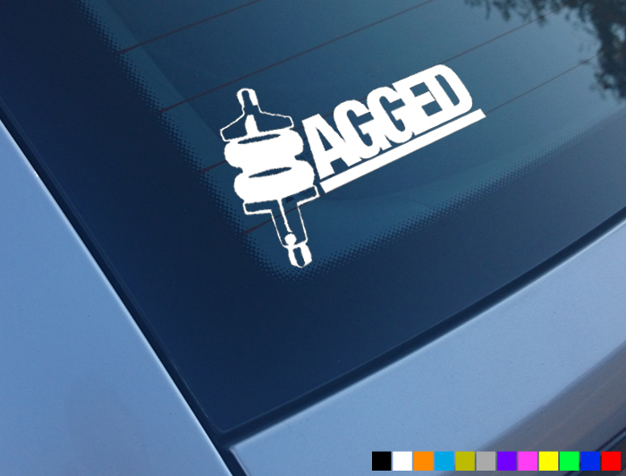 BAGGED CAR STICKERS AIR RIDE SUSPENSION FUNNY JDM DUB SLAMMED LOW ...