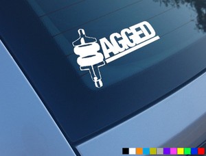 BAGGED CAR STICKERS AIR RIDE SUSPENSION FUNNY JDM DUB SLAMMED LOW ...