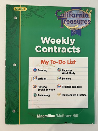 California Treasures Weekly Contracts Grade 4 My To-Do List | eBay