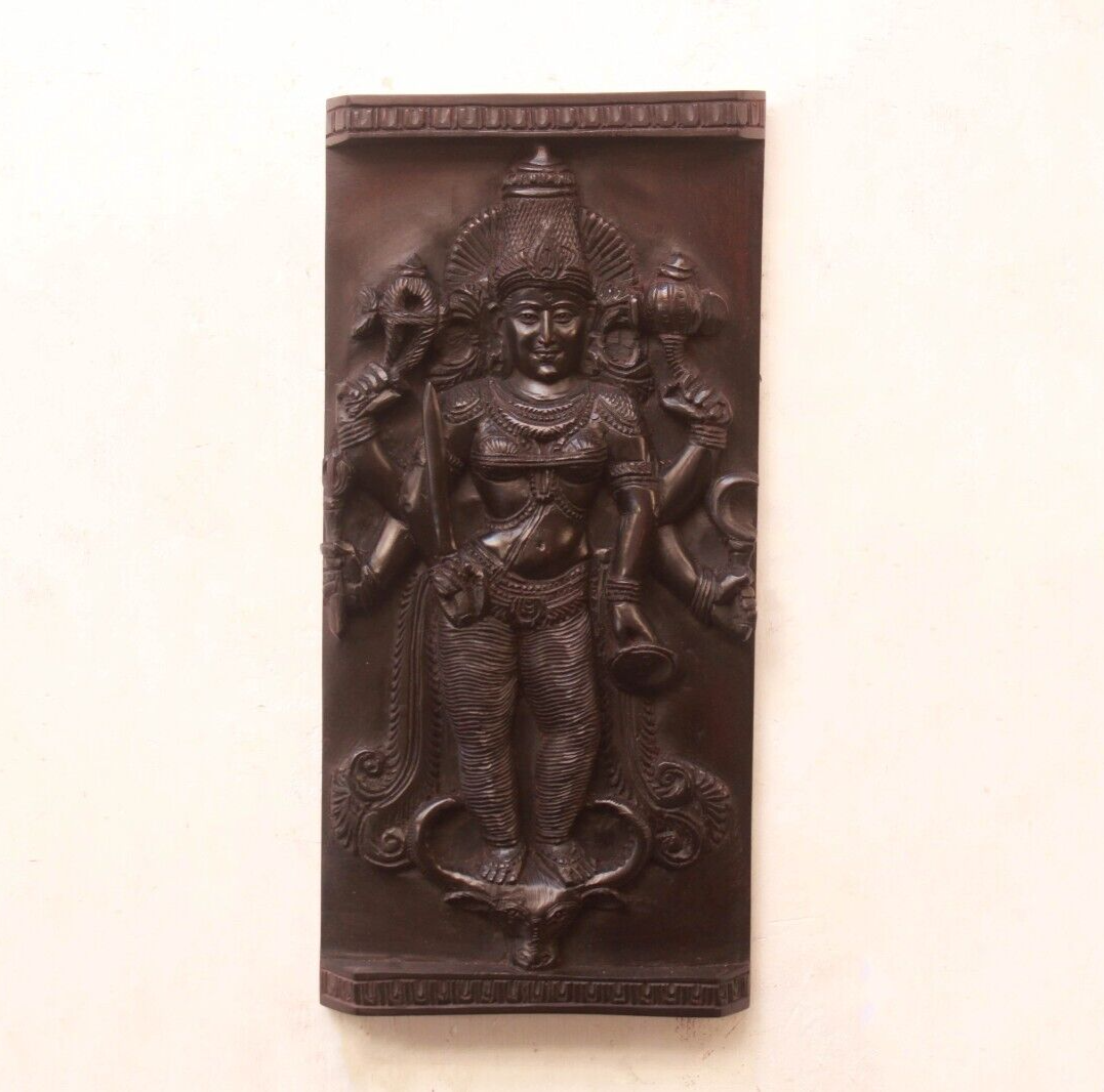 Vishnumaya Statue Hindu Goddess Kali Wooden Wall Panel Carving Pooja ...