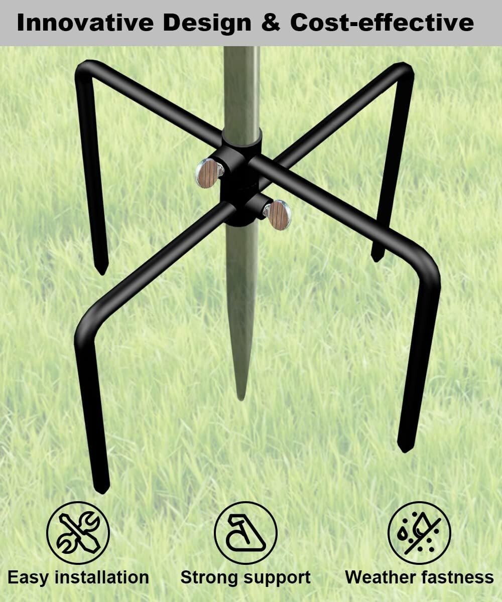 Pole Stabilizer Stand Base With 4 Prongs For Outdoor Bird Feeder Pole ...