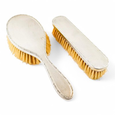 Vintage Garrard & Co pair of sterling silver brushes with engine-turned ...