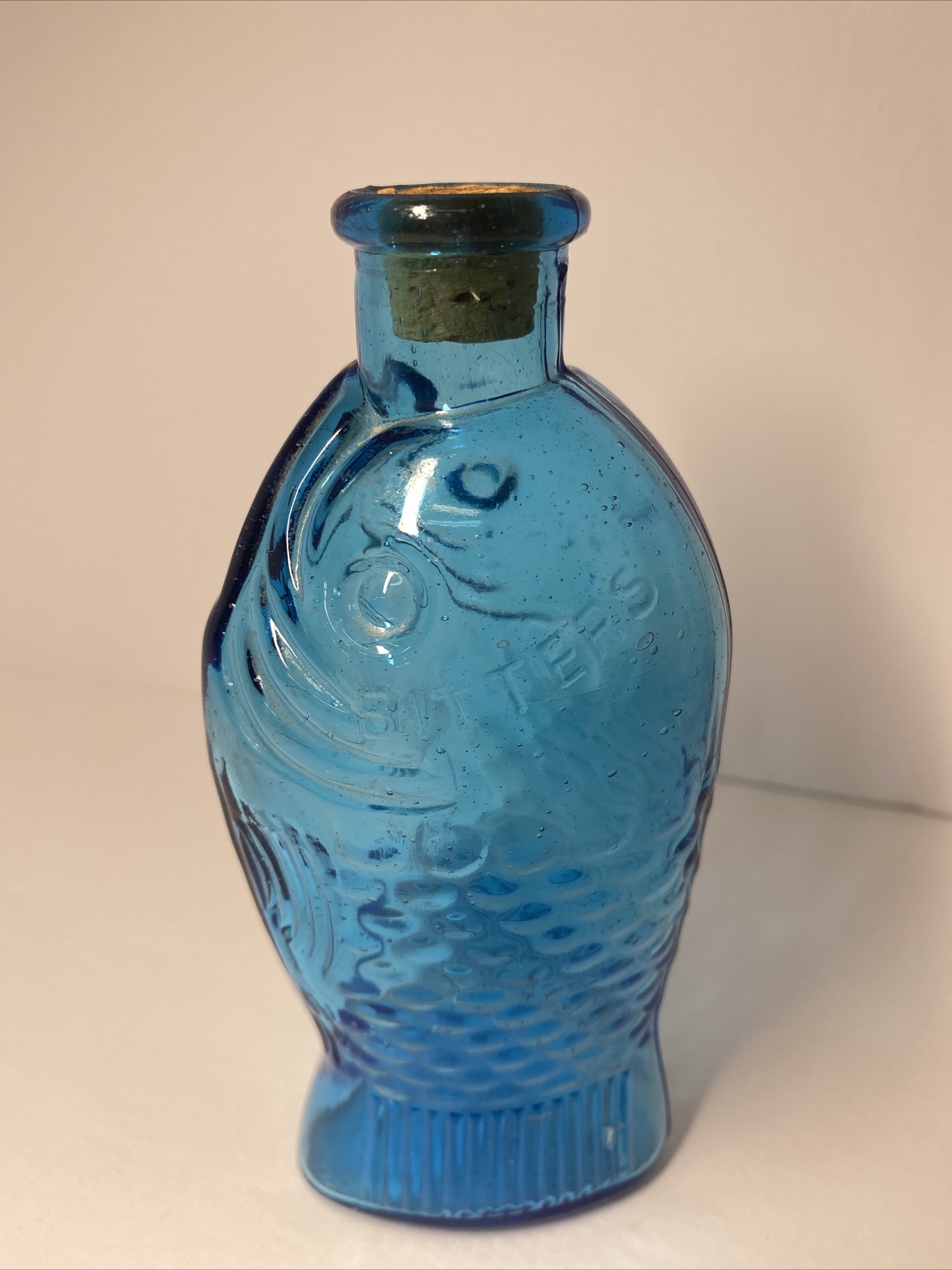 Vintage Doctor Fischs Bitters Blue Fish GLASS BOTTLE 3" Miniature Mini ...