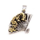 JAPANESE DRAGON FAN 925 STERLING SILVER ROCKABILLY BRASS BIKER PENDANT ...
