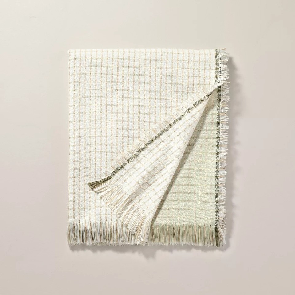 Colorblock Woven Throw Blanket Tan/Green - Hearth & Hand with Magnolia ...