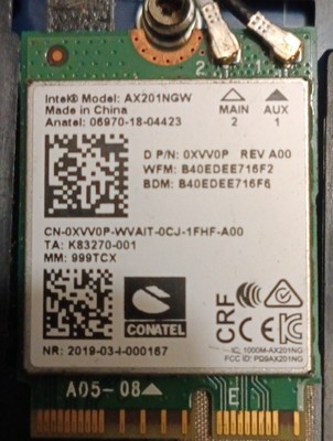 Intel Wireless Bluetooth WiFi Card Chip Model AX201NGW Dell D P/N ...
