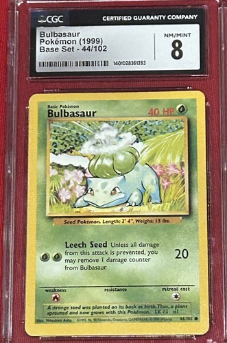 CGC 8 Bulbasaur 1999 Base Set 1st Edition 44/102 Pokemon Card | eBay