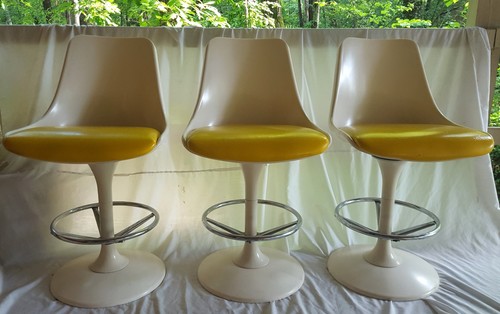 AWESOME MID CENTURY MODERN MCM CHROMCRAFT TULIP FIBERGLASS SWIVEL BAR ...