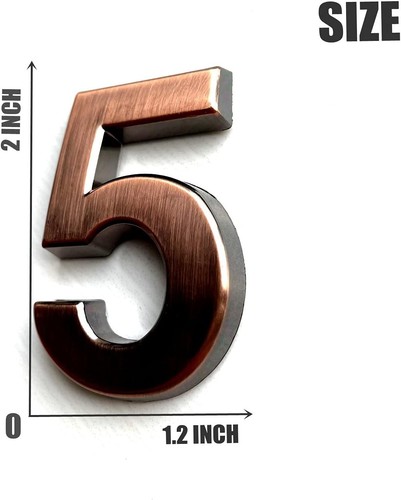 Bronze Mailbox Numbers, 2 Inch 3D Door Number Stickers for 2In-1 Set ...