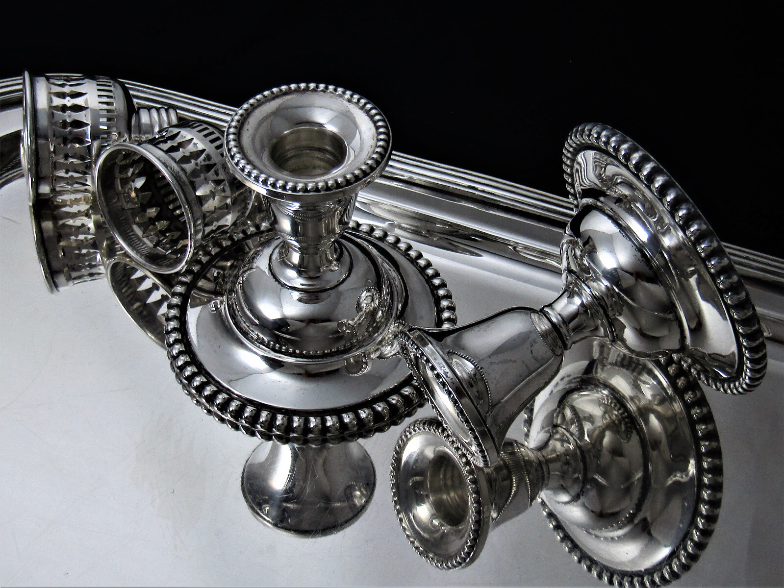 ️ CANDLEWICK INTERNATIONAL STERLING CANDLESTICK PAIR HURRICANE LAMP ...